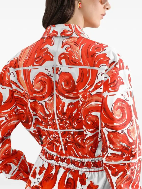 Dolce & Gabbana Maolica Print Cotton Shirt - Orange