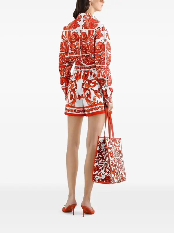 Dolce & Gabbana Maolica Print Cotton Shirt - Orange