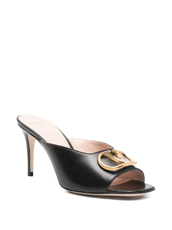 Valentino Garavani V Logo Signature Leather Mules - Black