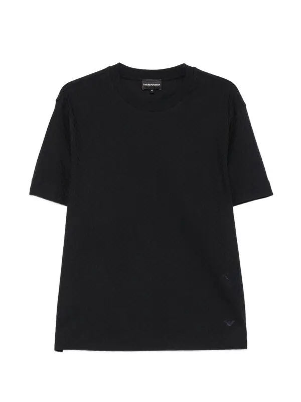Emporio Armani Chevron Knit Cotton T-shirt - Navy