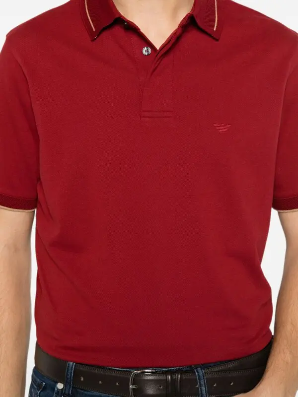 Emporio Armani Logo Cotton Polo Shirt - Bordeaux