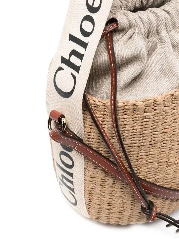 Chloé Wwoody Small Straw Bucket Bag