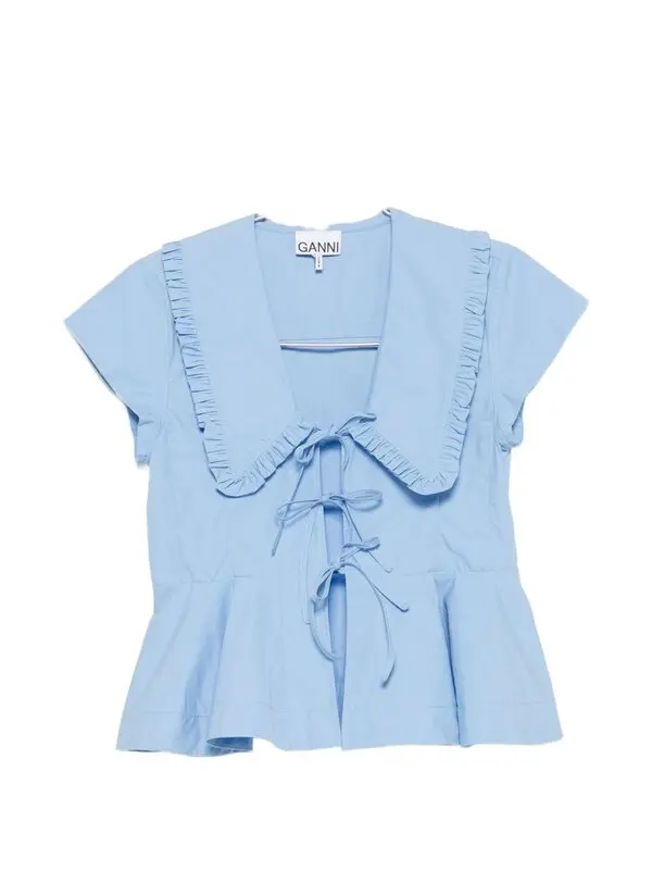 GANNI Organic Cotton Top - Light Blue