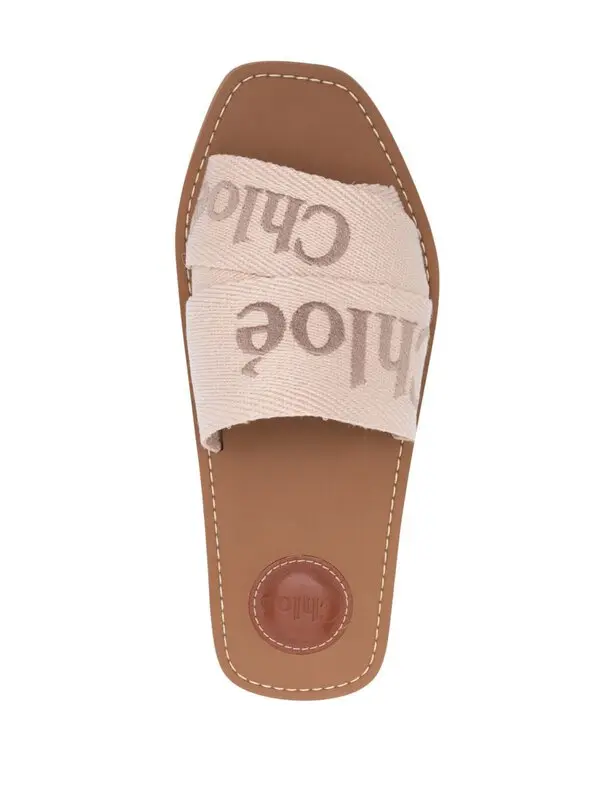 Chloé Woody Linen Flat Sandals