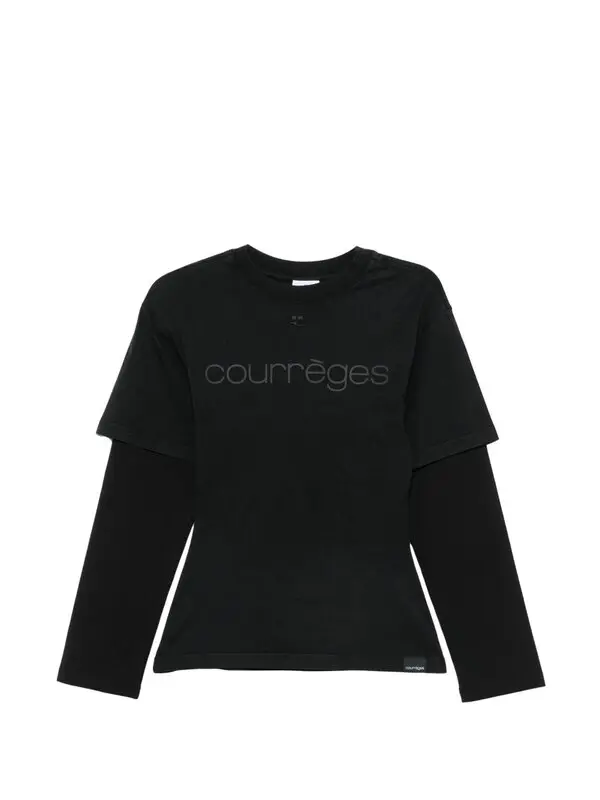 COURREGES Layered Cotton T Shirt - Grey