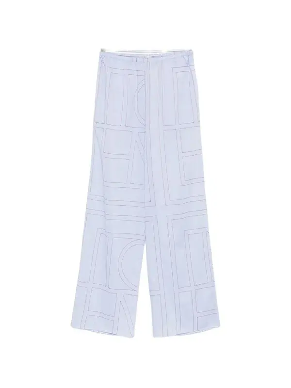 TOTEME Cotton Blend Pajama Trousers - Light Blue