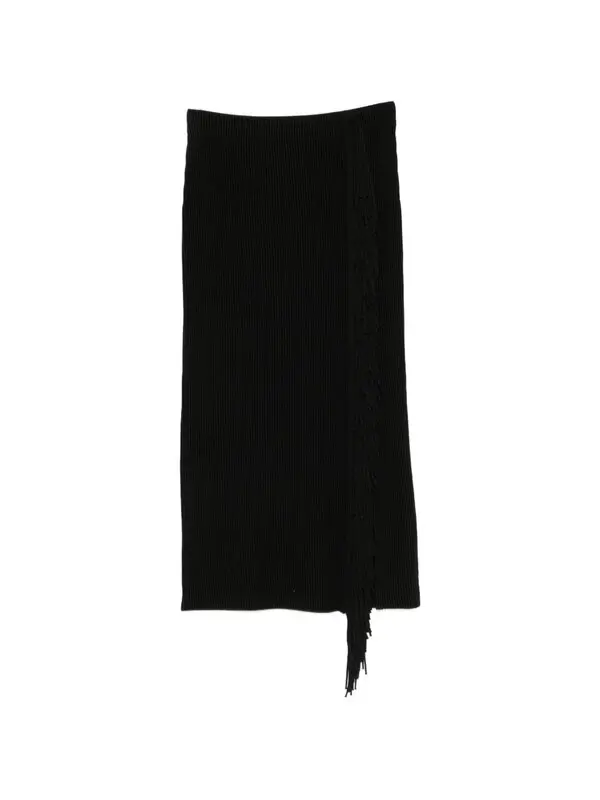 Emporio Armani Fringed Midi Skirt - Black