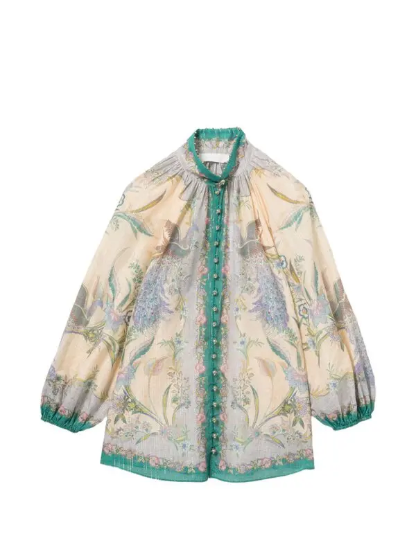 Zimmermann Indra Printed Blouse - Ecru