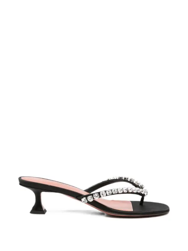 Amina Muaddi Gigi Thong Sandals - Black