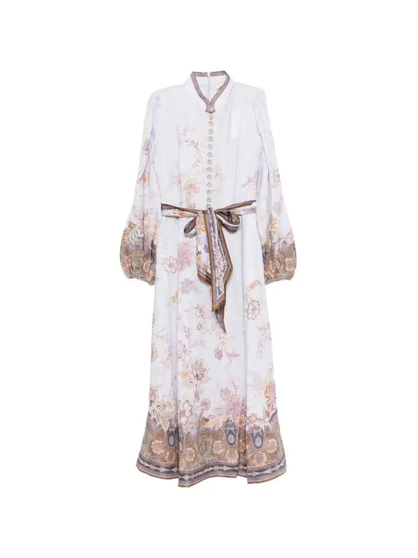 Zimmermann Luna Printed Midi Dress - Light Blue