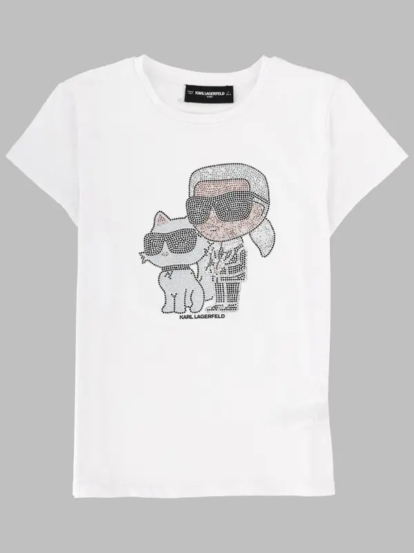 Karl Lagerfeld T Shirt Con Stampa Glitter