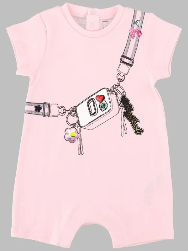 Marc Jacobs Short Sleeve Romper With Embellished Bag Motif - Pink
