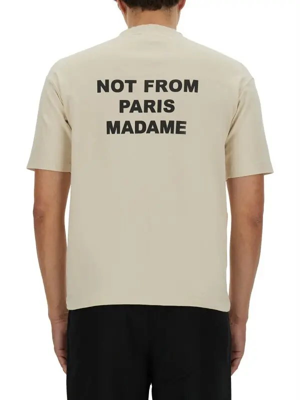 Drole De Monsieur Slogan Print Cotton T-shirt - White