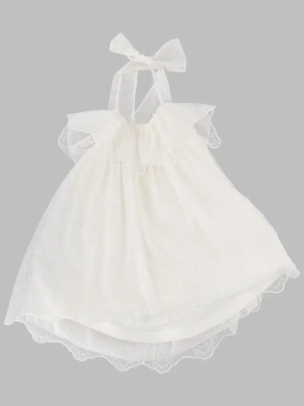 MIMISOL White Bow Embellished Sangallo Dress - Ivory