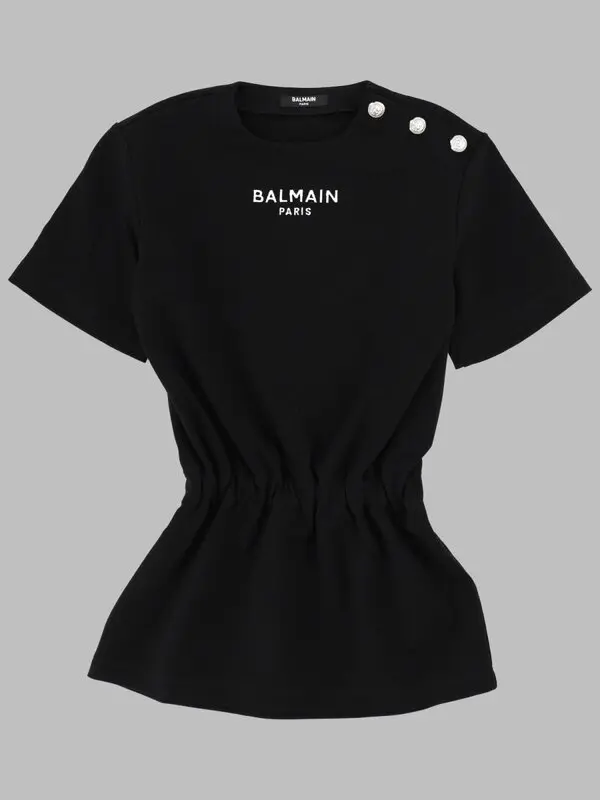Balmain Logo T-shirt With Button Details