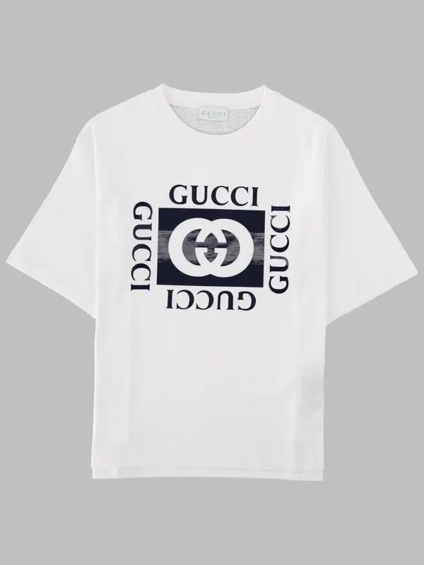 Gucci J S/s T Shirt Medium Ctn Jers/ Opt White/red/ Mc