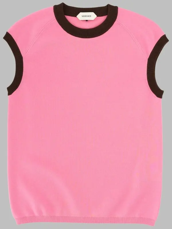 Versace Top In Maglia Di Cotone