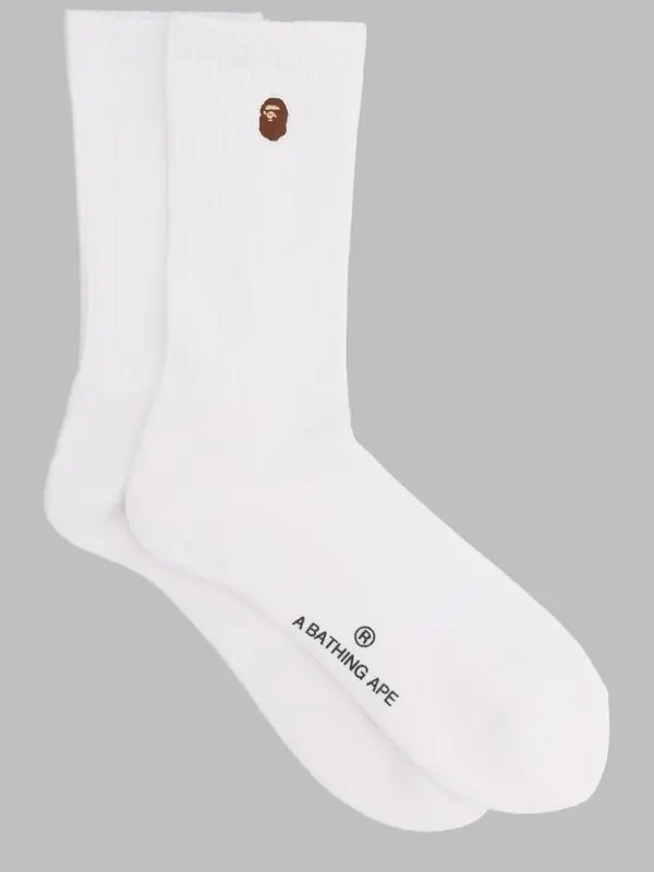 A BATHING APE Calzini Con Logo - White