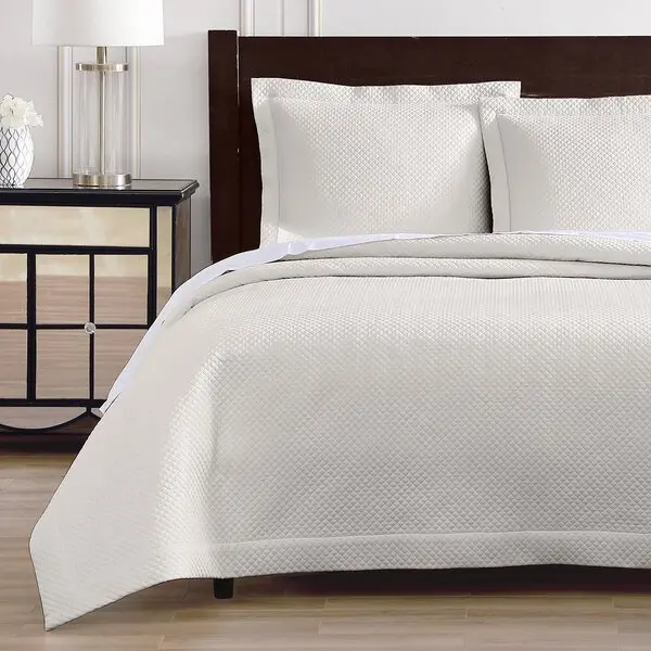 PURE PARIMA Diamond Quilted Coverlet Set Ivory - Yellow