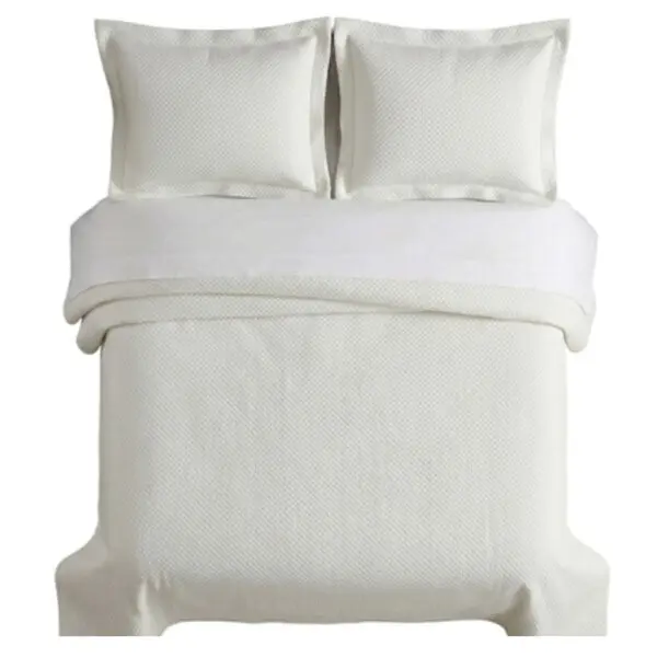 PURE PARIMA Diamond Quilted Coverlet Set Ivory - Yellow