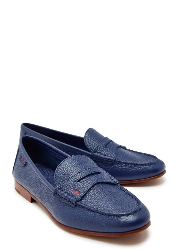 Polo Ralph Lauren Logo Pebbled Leather Loafers - Black