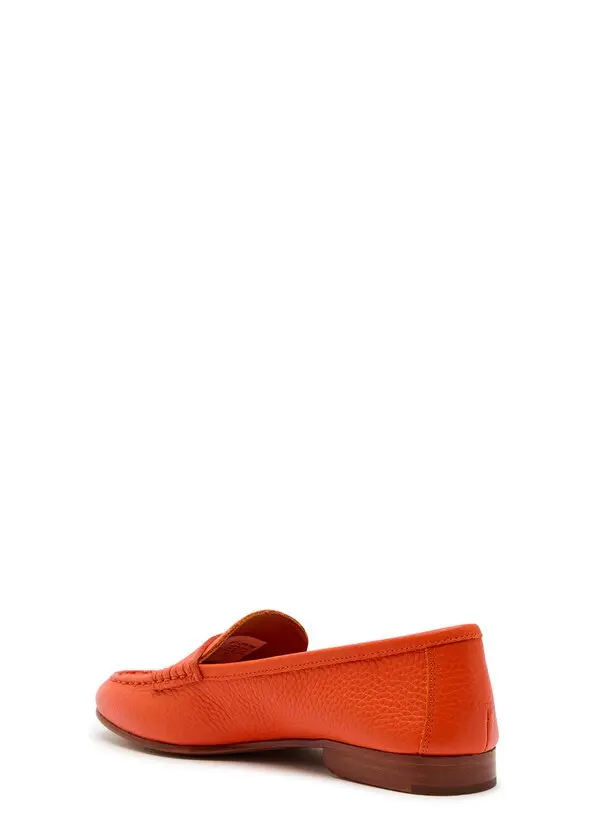 Polo Ralph Lauren Logo Grained Leather Loafers - Orange
