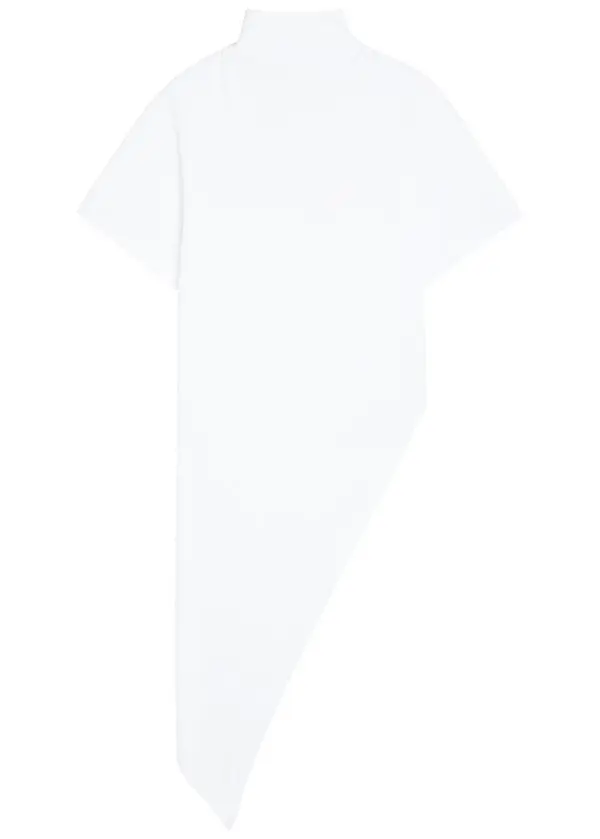 Alaïa Asymmetric High-neck Cotton T-shirt - White