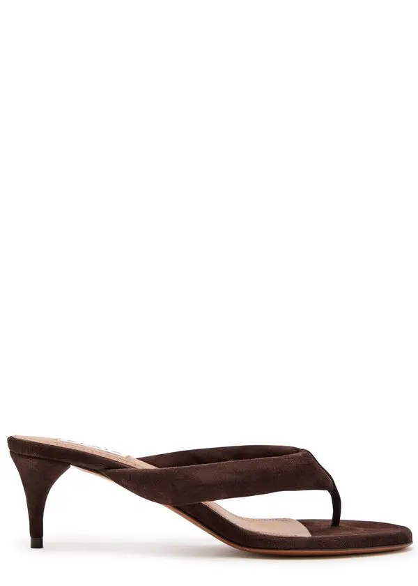 Alaïa Padded Suede Thong Sandals - Brown