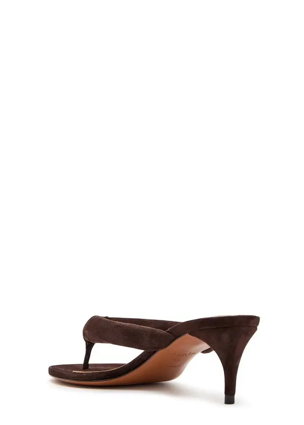 Alaïa Padded Suede Thong Sandals - Brown