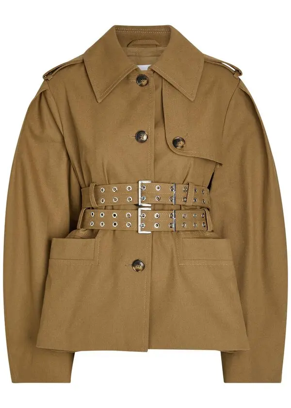 GANNI Belted Canvas Trench Jacket