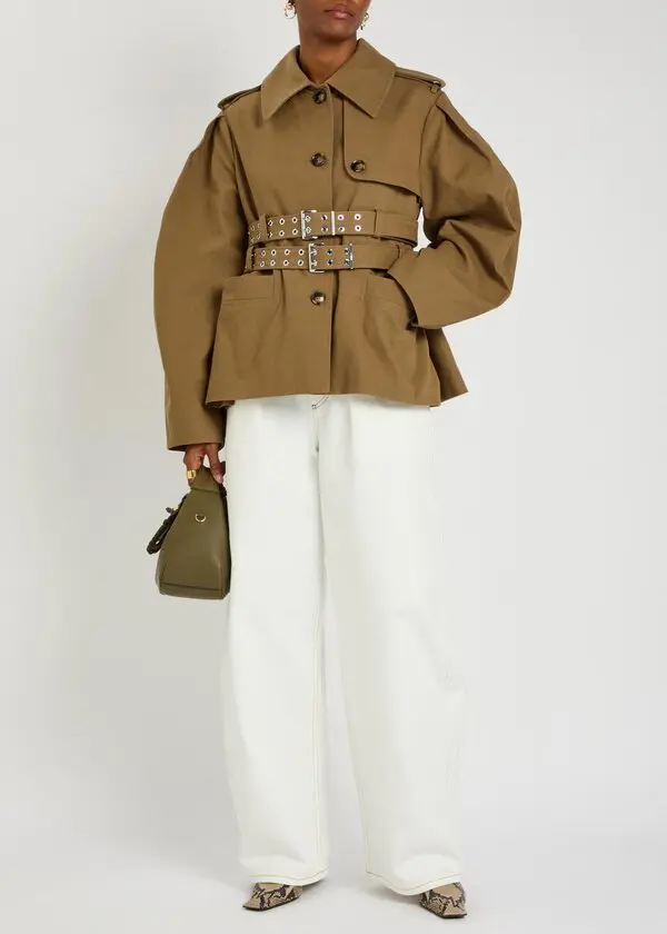 GANNI Belted Canvas Trench Jacket