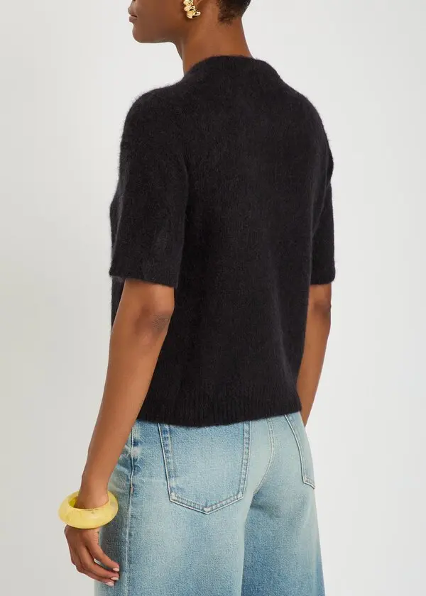 GANNI Intarsia Brushed Alpaca-blend T-shirt