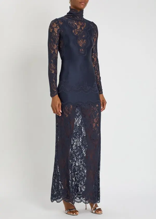 Rabanne Lace Maxi Dress - Navy