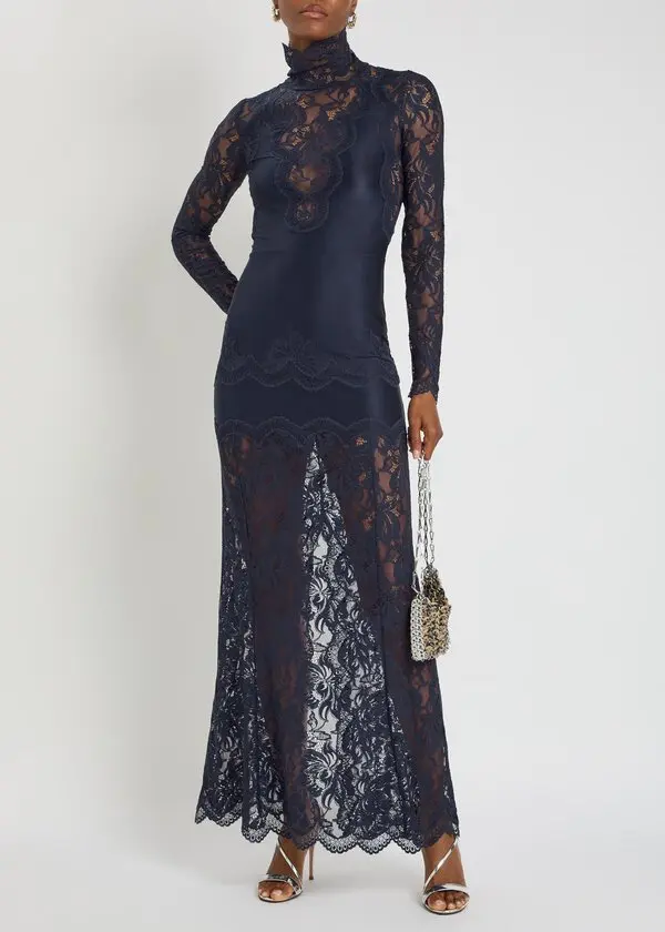 Rabanne Lace Maxi Dress - Navy