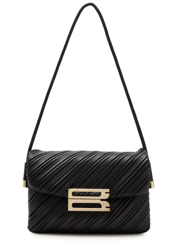 Victoria Beckham Dorian Textured Leather Shoulder Bag - Black