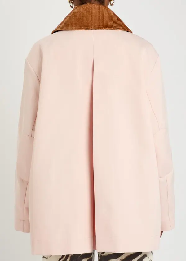 GANNI Corduroy-collar Twill Jacket - Light Pink