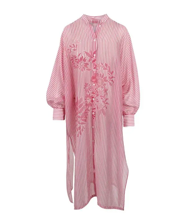 ERMANNO FIRENZE Striped-pattern Midi Dress - Pink