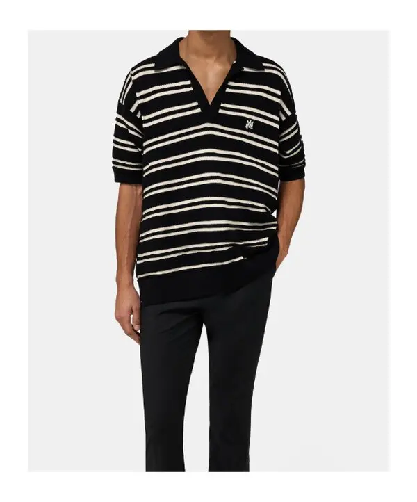 Amiri Ma Stripe Knit Ss Polo Shirt