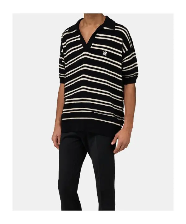 Amiri Ma Stripe Knit Ss Polo Shirt