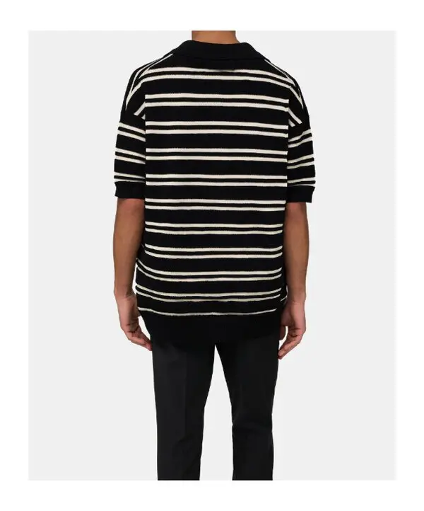 Amiri Ma Stripe Knit Ss Polo Shirt
