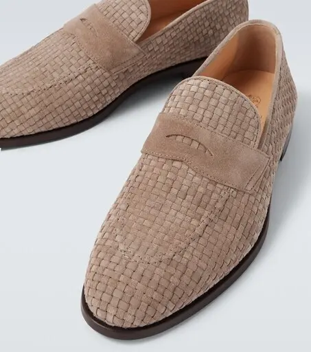 Brunello Cucinelli Woven Suede Penny Loafers