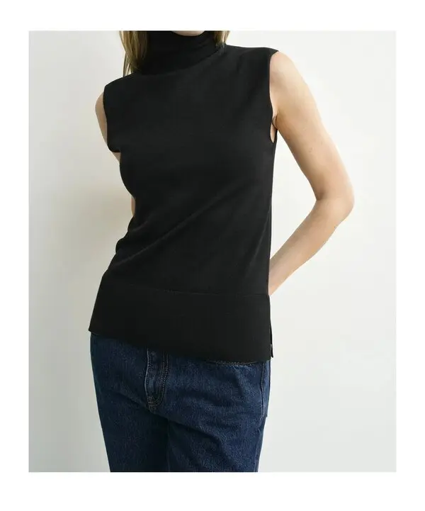 TOTEME Fine Knit Sleeveless Turtleneck Jumper