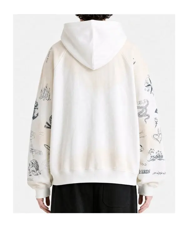 Balenciaga Distressed Classic Ink Zipped Hoodie - White