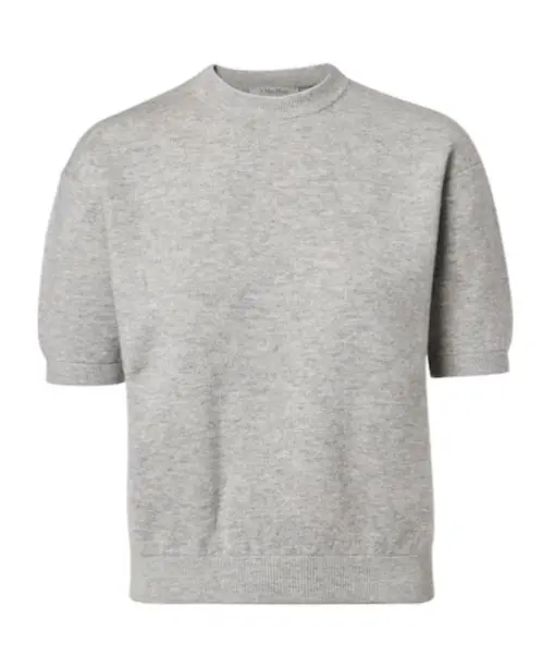 Max Mara Knitted Wool And Cashmere-blend T-shirt - Gray