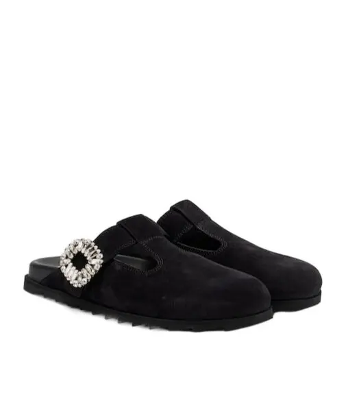ROGER VIVIER Slidy Suede Mules - Black