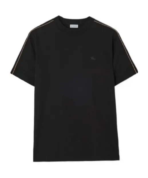 Burberry Check Piping Crewneck T-shirt - Black