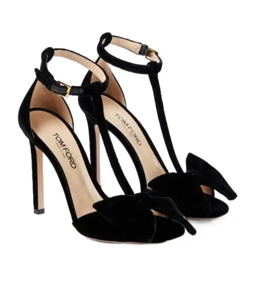 TOM FORD Solid Color Velvet Sandals - Black