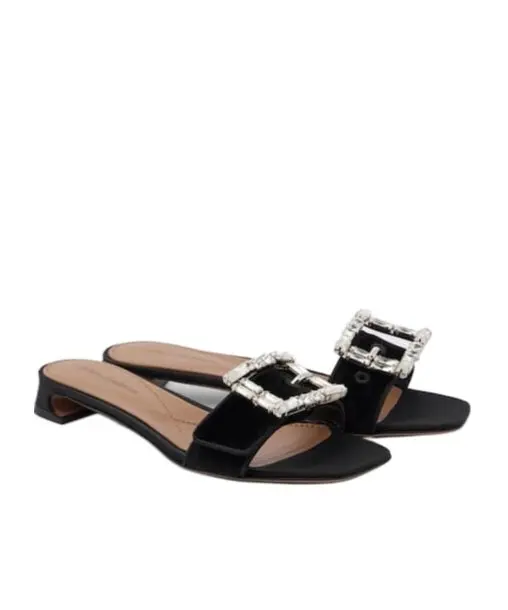 Dolce & Gabbana Embellished Velvet Slides