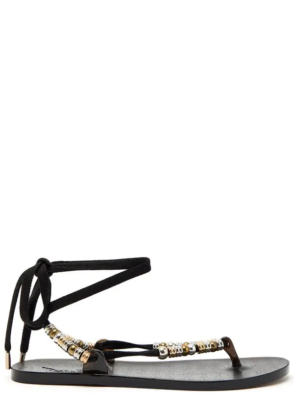 ANCIENT GREEK SANDALS Esther Beaded Jelly Sandals - Black