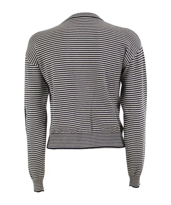 Max Mara Striped Cardigan With Applique Detail - Navy Blue